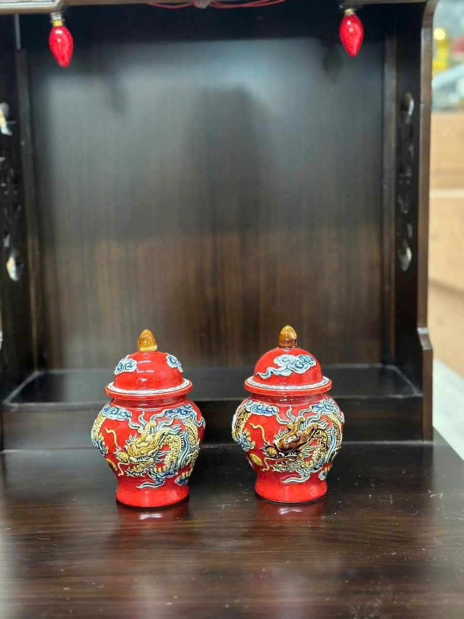 Chóe Thờ Bát Tràng Họa Tiết Rồng Men Màu Đắp Nổi – Tún Decor