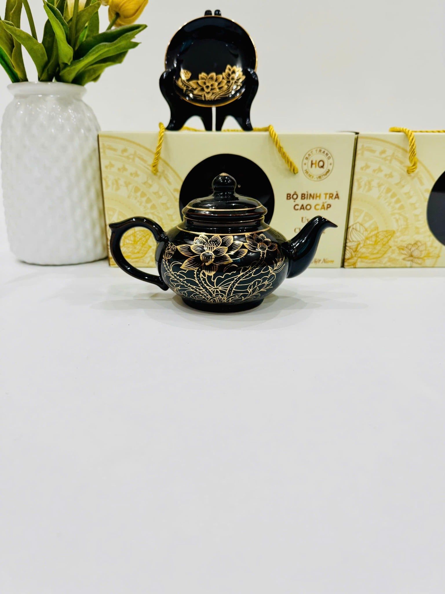 Bộ Ấm Chén Dáng Quả Hồng Men Hỏa Biến Sen Phú Quý Bát Tràng – Tún Decor