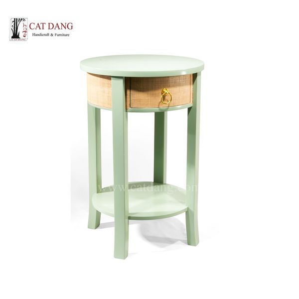 Round Lacquer Side Table with Drawer – CatDang