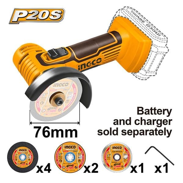 Máy cắt mài mini dùng pin 20V (không kèm pin và sạc) INGCO CAGLI7601 ...