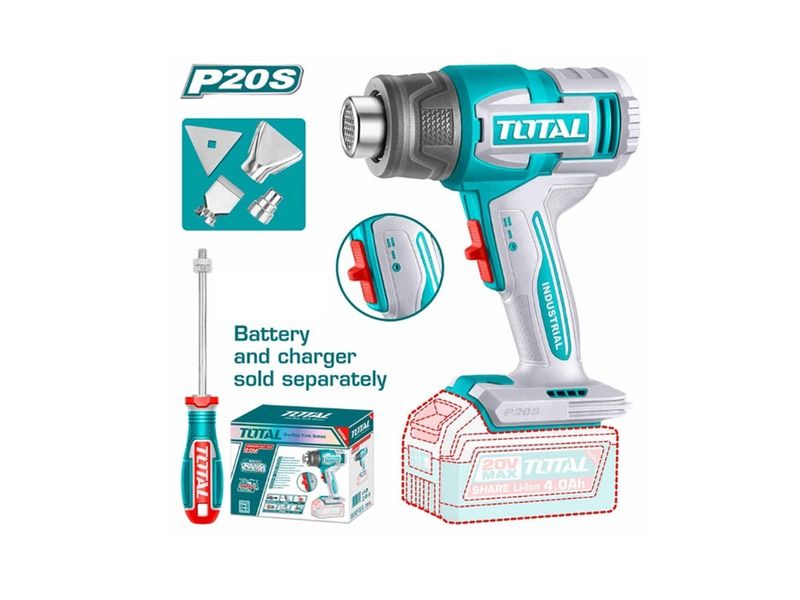 Máy thổi nóng pin 20V Total TBLI2006 300/550°C kèm 3 đầu thổi ...