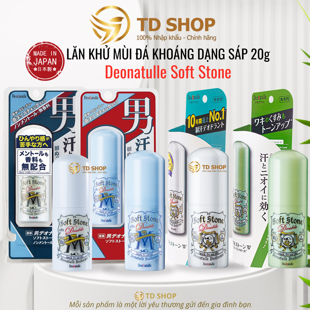 [NK Nhật] Lăn khử mùi đá khoáng dạng sáp Deonatulle Soft Stone sáng da ...