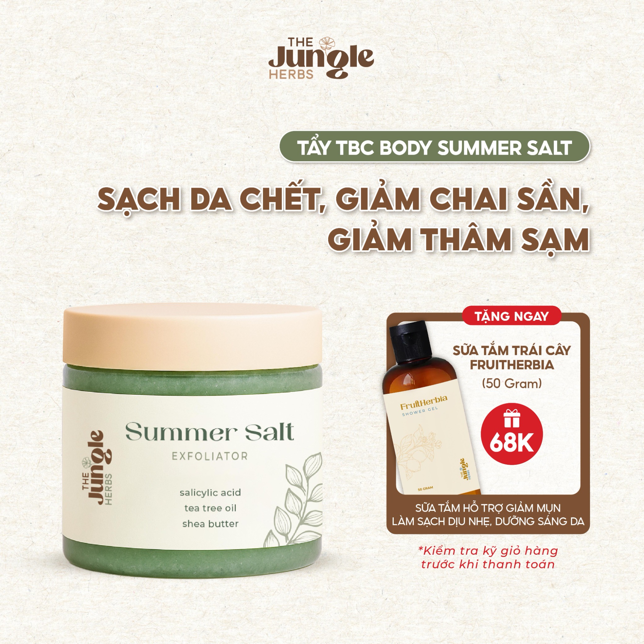 Tẩy tế bào chết giảm thâm sần, mụn vùng mông và body Summer Salt ...