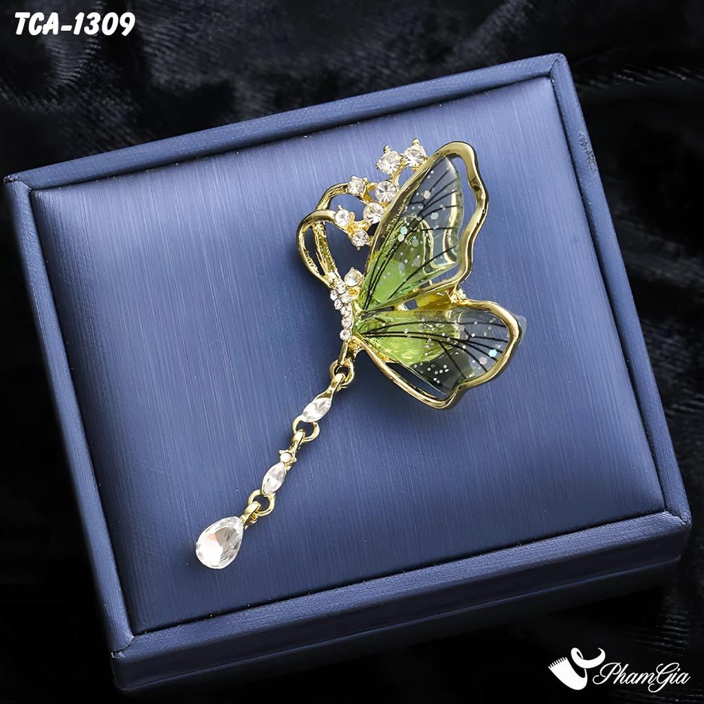 Ghim Cài Áo Cánh Bướm Đính Đá Thanh Lịch Màu Xanh (TCA1309)– Khăn ...
