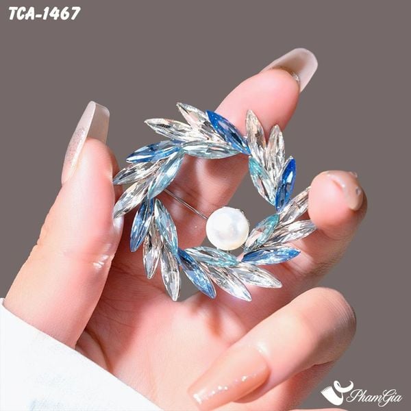 Ghim Cài Áo Vòng Nguyệt Quế Đính Đá Pha Lê Xanh (TCA1467)– Khăn choàng ...