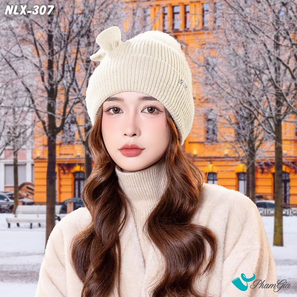 Nón Len Cánh Bướm 2 Lớp Giữ Ấm Cao Cấp Màu Kem (NLX307)– Khăn choàng ...