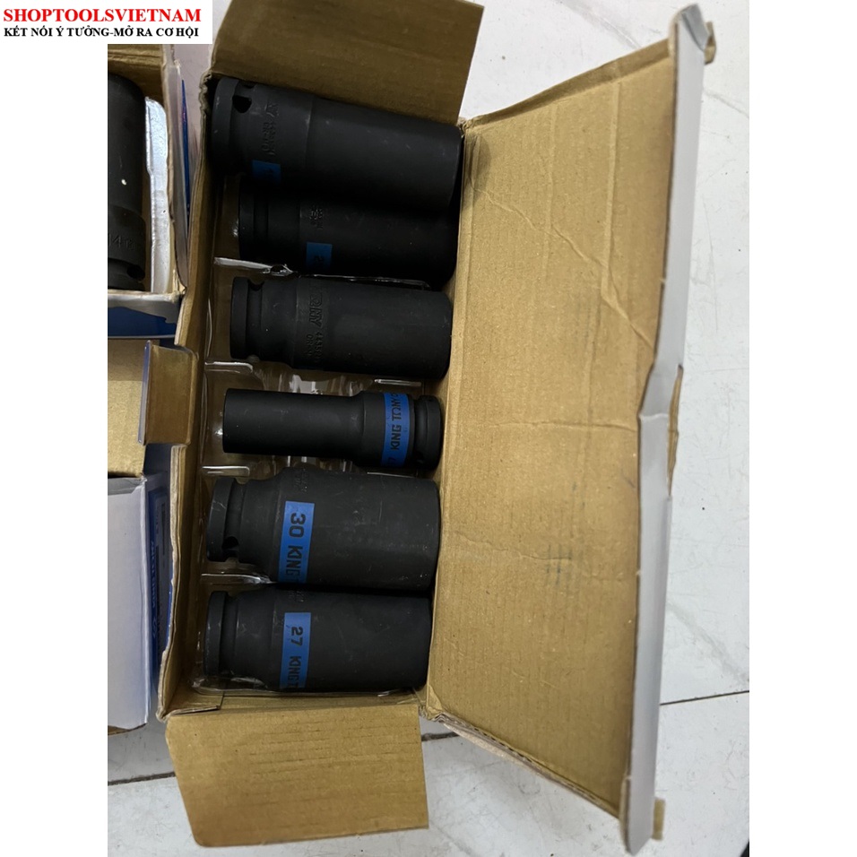 Đầu tuýp 1/2″ đen dài lục giác 22mm 443522M Kingtony (1/2'' long metri