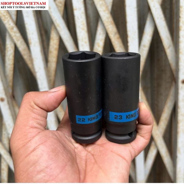 Đầu tuýp 1/2″ đen dài lục giác 22mm 443522M Kingtony (1/2'' long metri