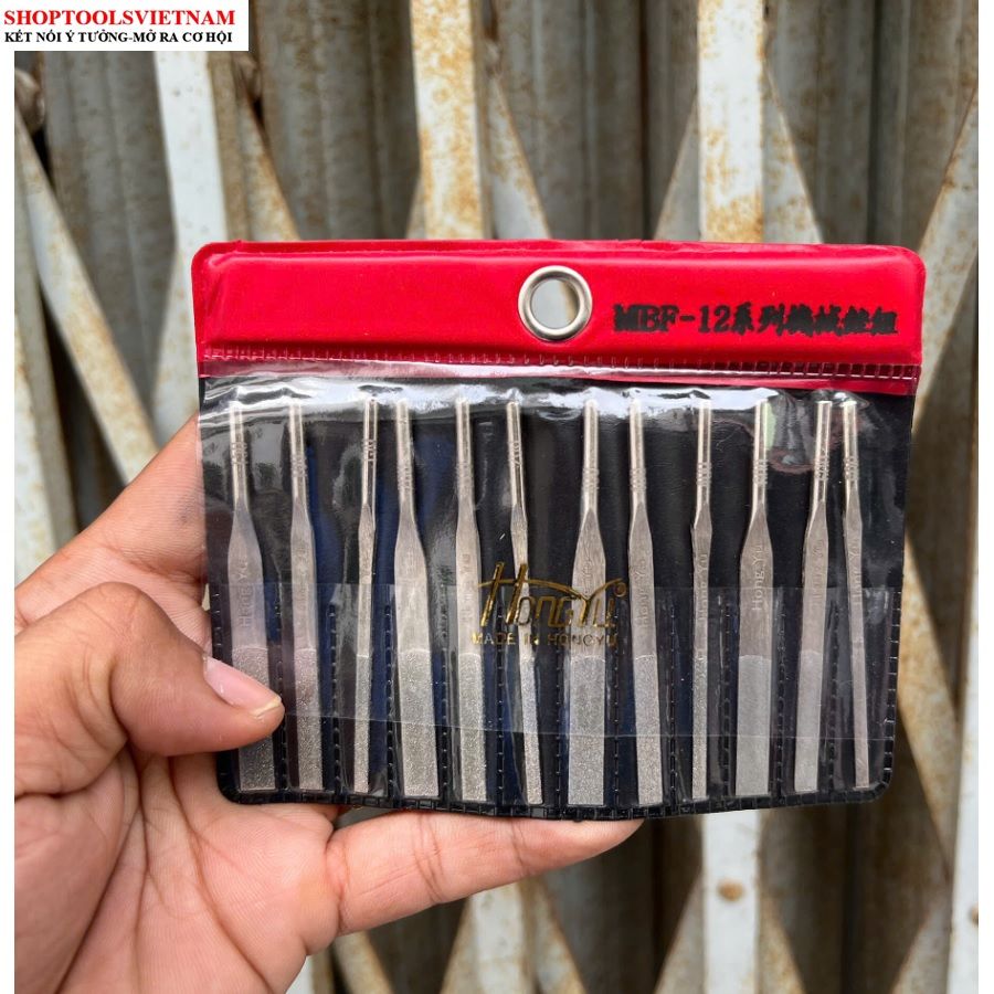 Bộ dũa mài kim cương 12 chi tiết HONGYU MBF-12 (Conical Diamond File S