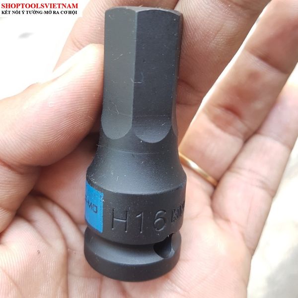Đầu tuýp đen 1/2 inch bit lục giác H16 Kingtony 405516M (1/2" DR. Impa