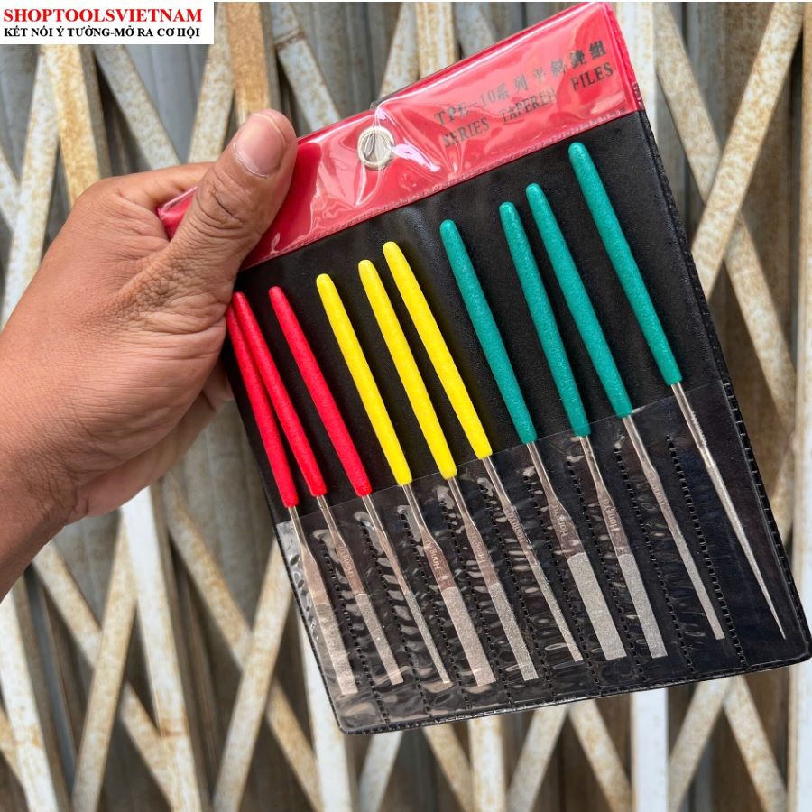 Bộ dũa mài kim cương 10 chi tiết 3 màu HONGYU TPE-10 (series tapered f