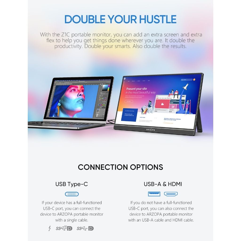 Màn hình di động ARZOPA Z1C 16.1" 60Hz FHD 1080P IPS 100% sRGB – ARZOPA ...