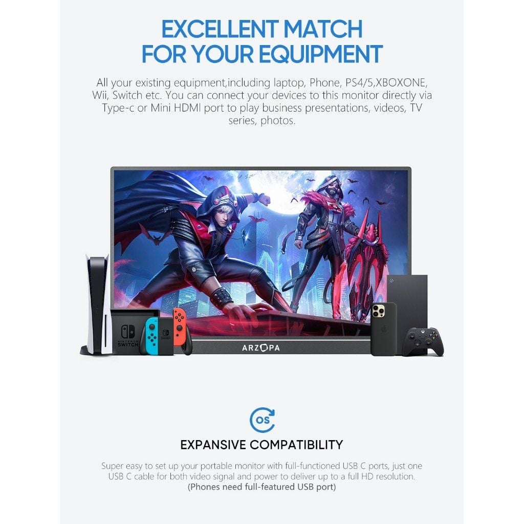 Màn hình di động ARZOPA Z1C 16.1" 60Hz FHD 1080P IPS 100% sRGB – ARZOPA ...