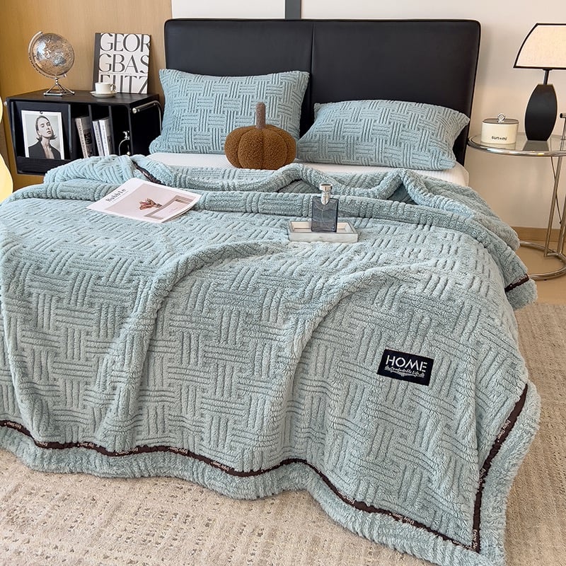 Deep Sea Blue - Home Text Wool Blanket Chăn lông cừu dệt nổi 3D 1,6kg