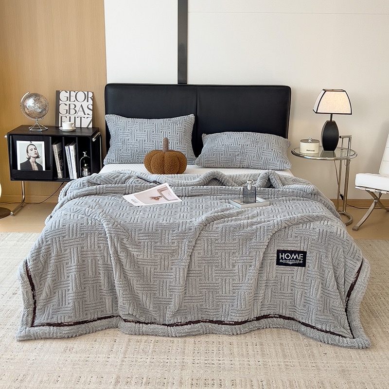 Dark Grey-Home Text Wool Blanket Chăn lông cừu dệt nổi 3D 1,6kg ( 8 Mầ
