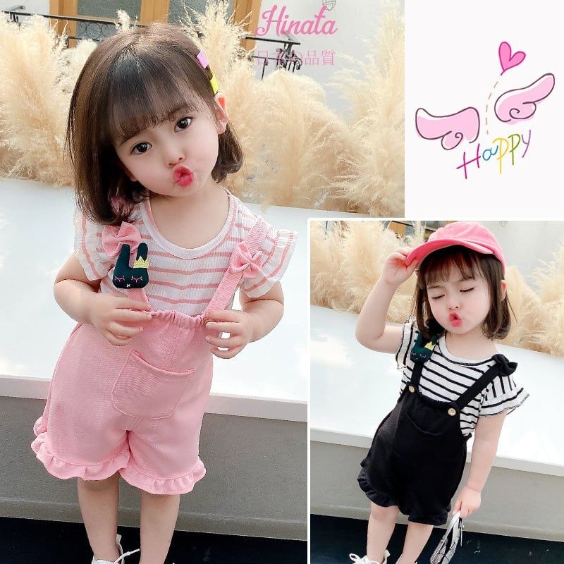 Set yếm cổ rộng phối áo thun cho bé gái Hinata BF40 – Hinata - 日 本 の 品 質