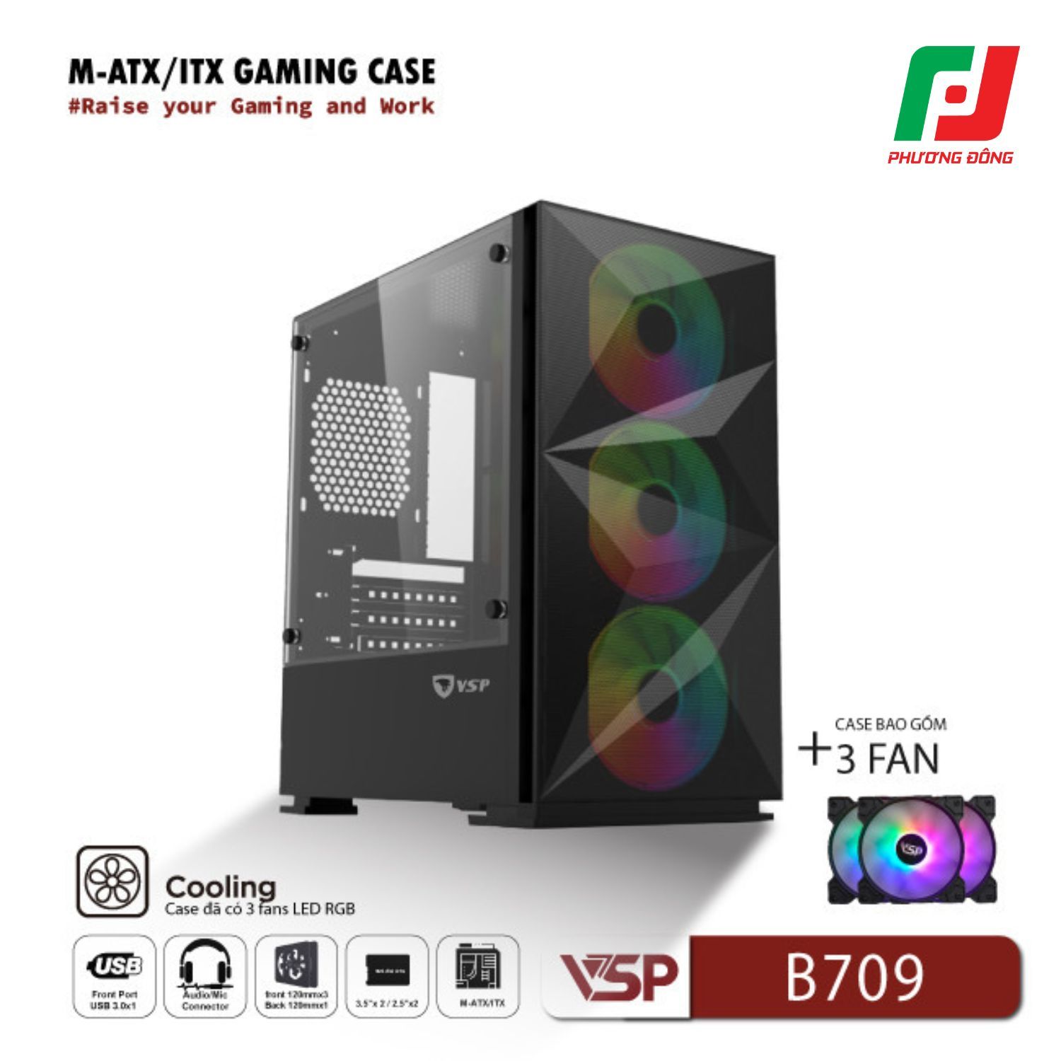 Vỏ Case Máy Tính VSP Gaming Mid Tower B709 – Tech Phương Đông