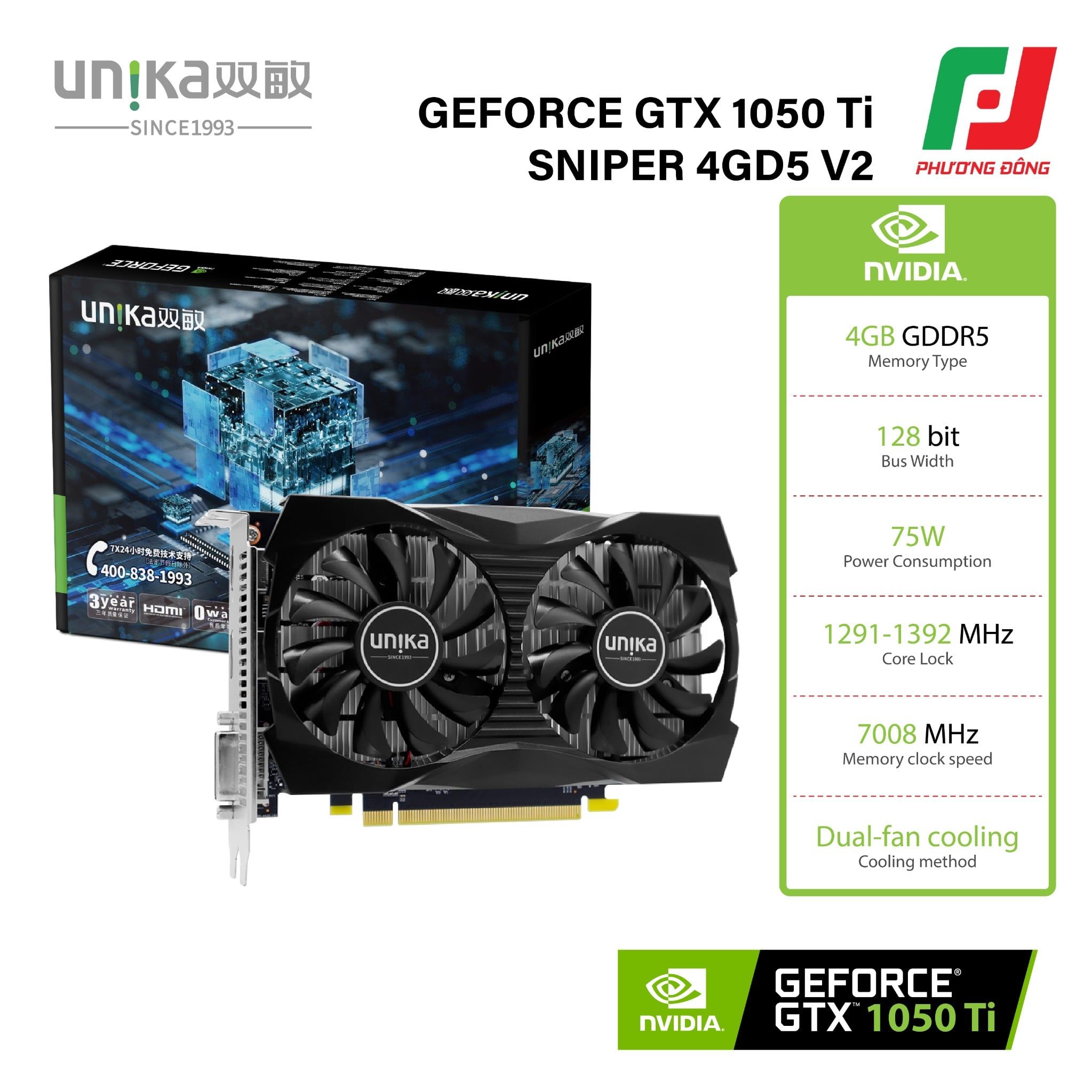 VGA UNIKA GEFORCE GTX 1050 TI SNIPER 4GD5 V2 (4GB GDDR5) – Tech Phương Đông