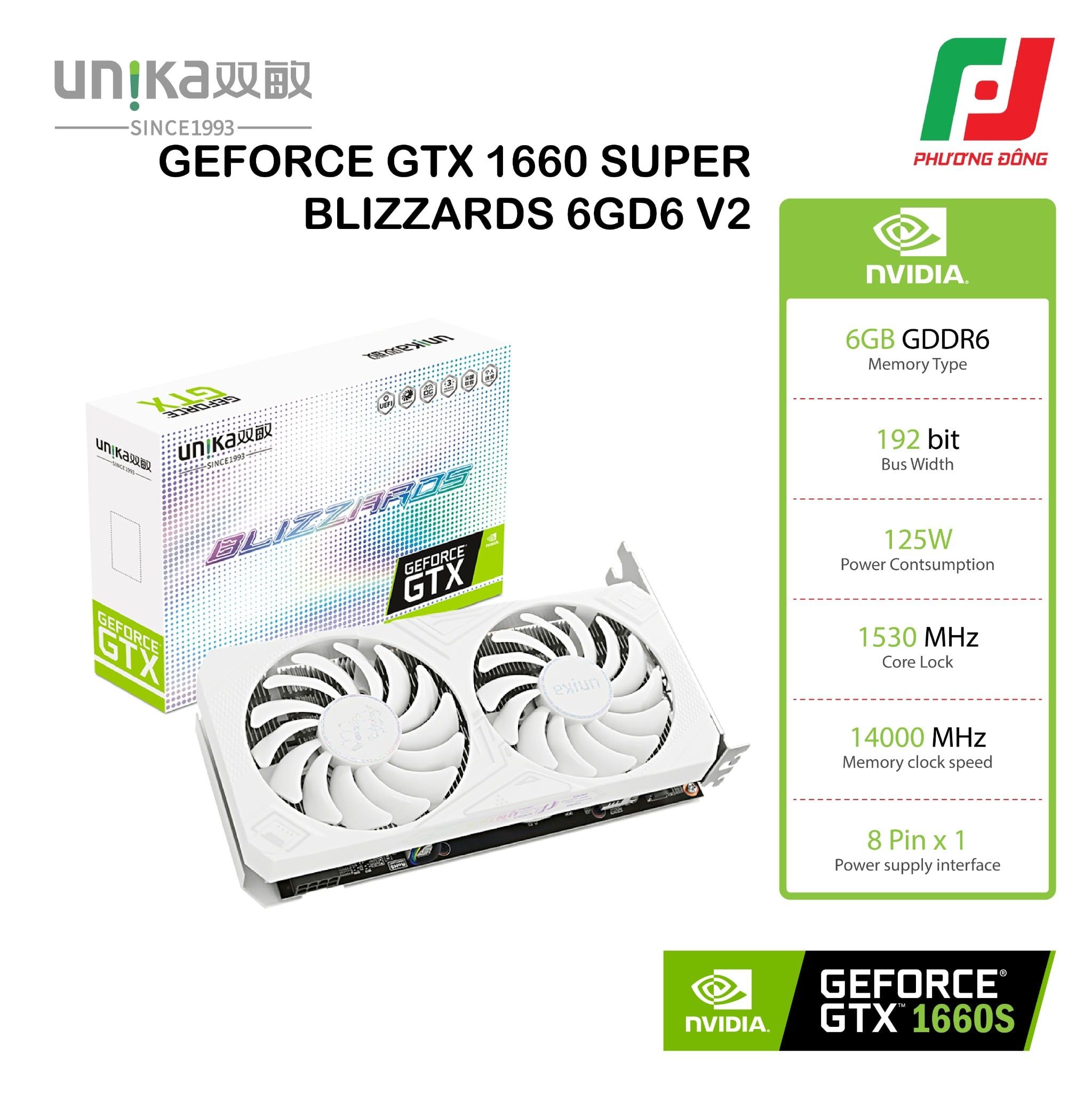 VGA UNIKA GEFORCE GTX 1660 SUPER BLIZZARDS 6GD6 V2 WHITE (6GB GDDR6 ...