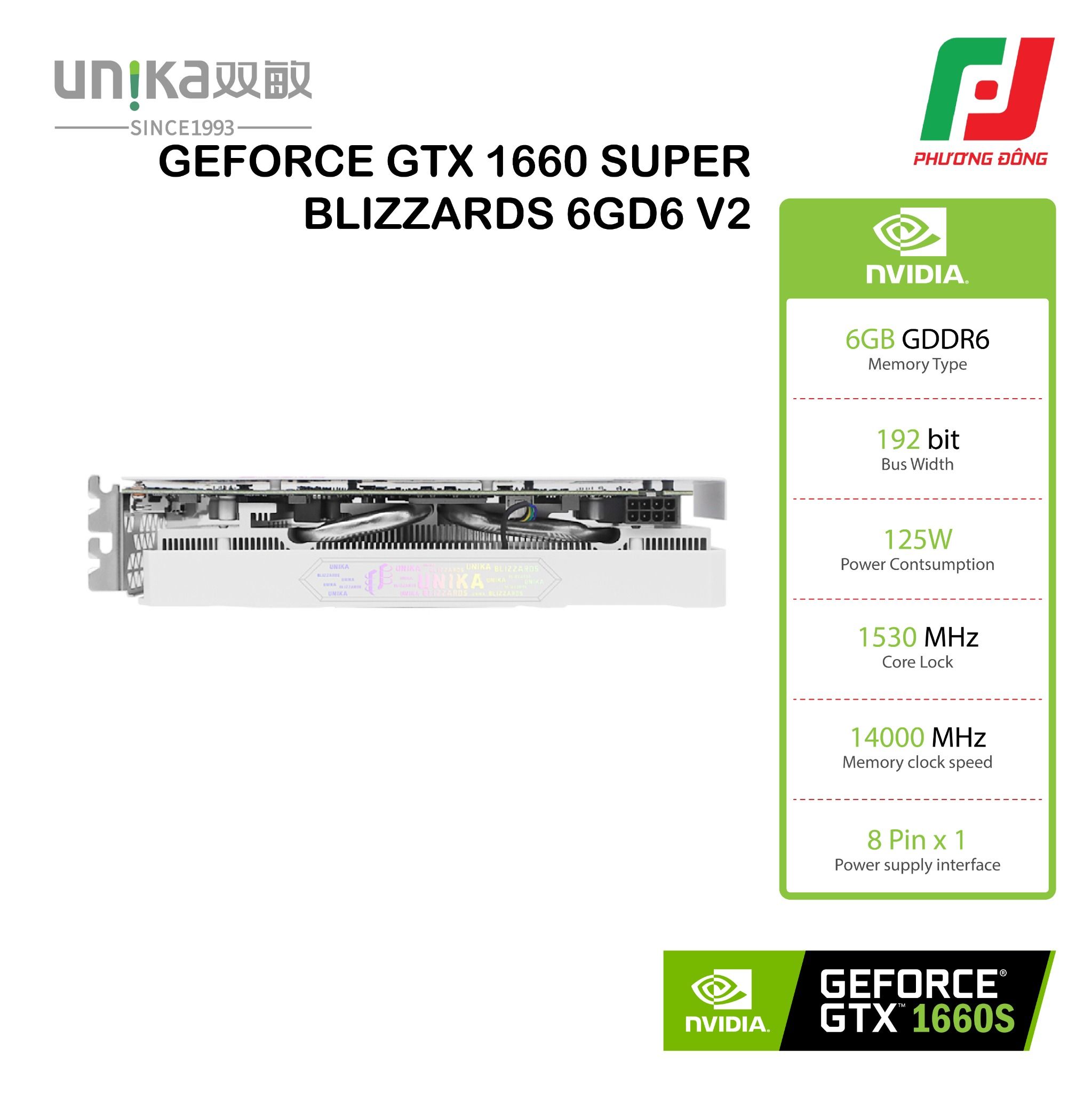 VGA UNIKA GEFORCE GTX 1660 SUPER BLIZZARDS 6GD6 V2 WHITE (6GB GDDR6 ...