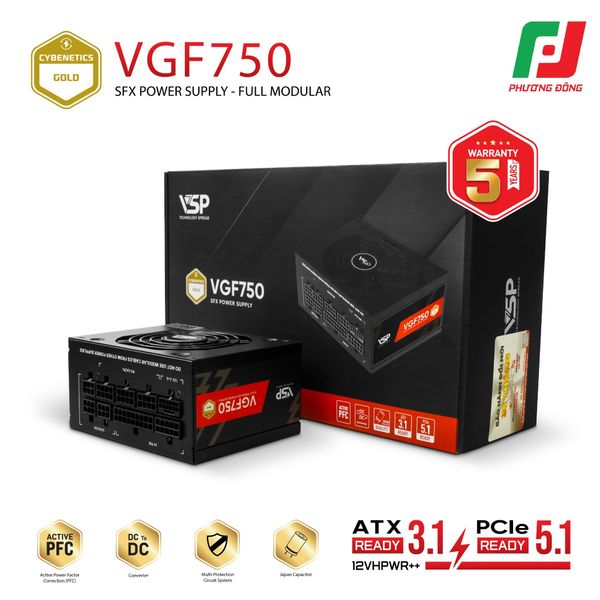 BỘ NGUỒN SFX VSP VGF750 CYBENETICS GOLD (750W - ATX3.1 - PCI-E5.1- FUL ...