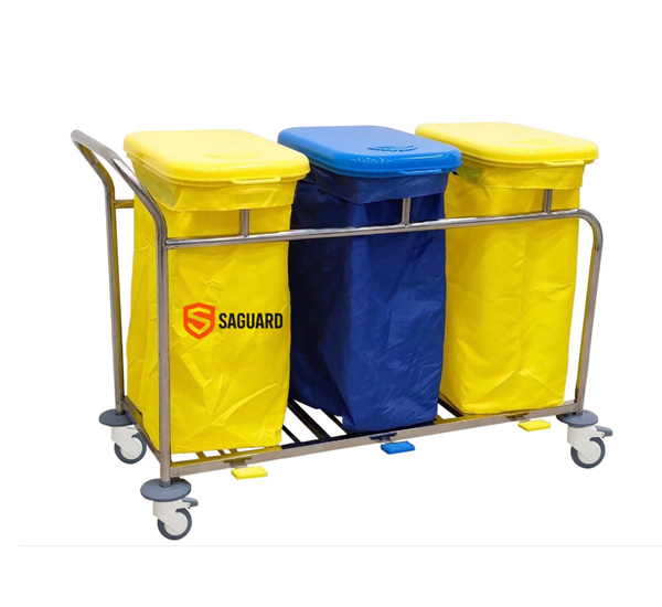 Triple-Bag Waste Trolley with Foot Pedal SG3027 – SAGUARDSafety