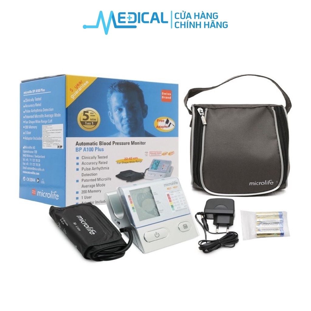 Máy đo huyết áp bắp tay MICROLIFE BP A100 PLUS cảnh báo rối loạn nhịp ...