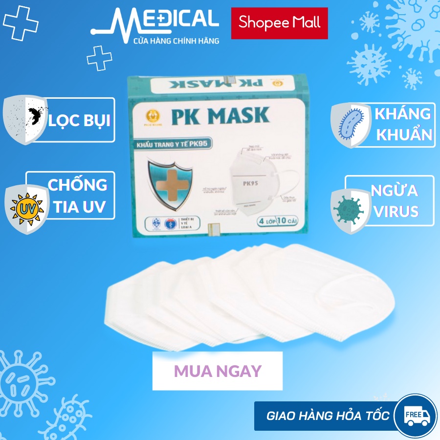 Khẩu trang y tế 4 lớp PK95 PHÚC KHANG MASK màu trắng chính hãng ...