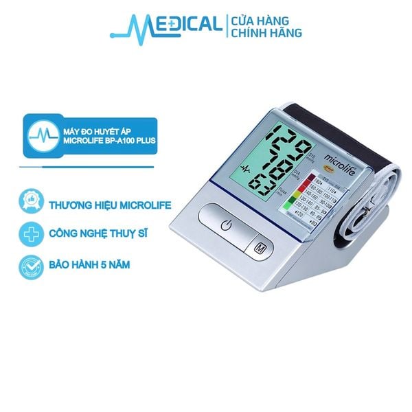 Máy đo huyết áp bắp tay MICROLIFE BP A100 PLUS cảnh báo rối loạn nhịp ...