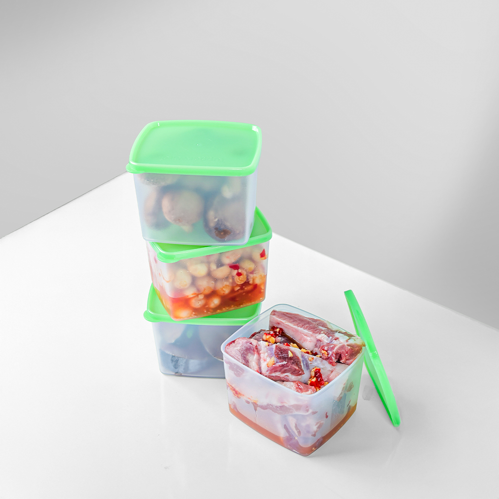 Bộ 4 Hộp Đựng Thực Phẩm Tupperware Square Round | Chính Hãng
