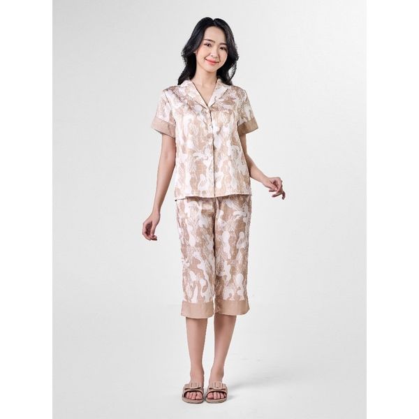 Bộ đồ ngủ Pijama lụa satin quần lửng tay ngắn - 1MNSA24102N – Winny
