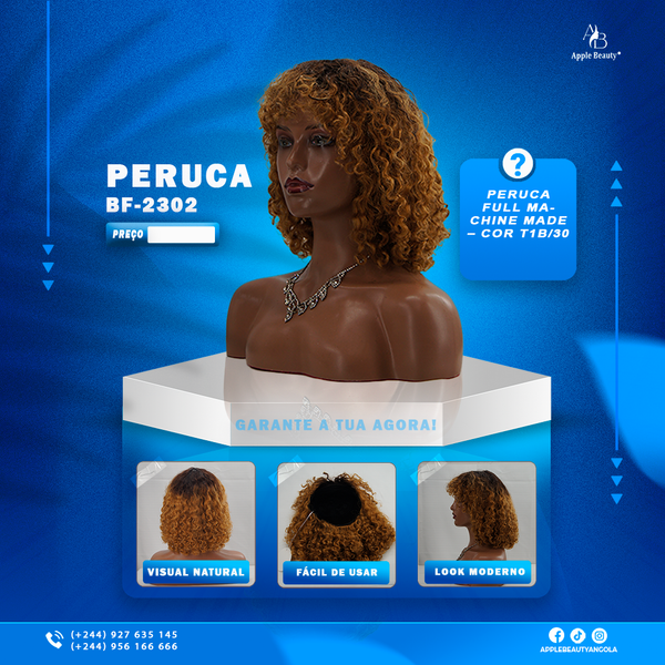 Peruca Cacheada Castanha e Loura Curta 100% Humana – bombar