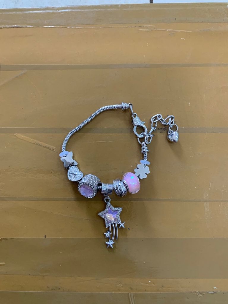 Vòng Tay Phụ Kiện Pandora Hồng Chamr Ngôi Sao - TO08 - Vân Khánh Silver Gems