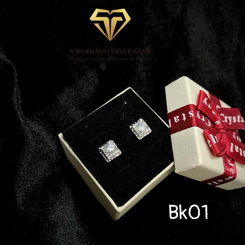 Bông Tai Nữ S925 Form Vuông 2 Tầng Hột 4Li5 Lâm Thư Jewelry - BK01 ...