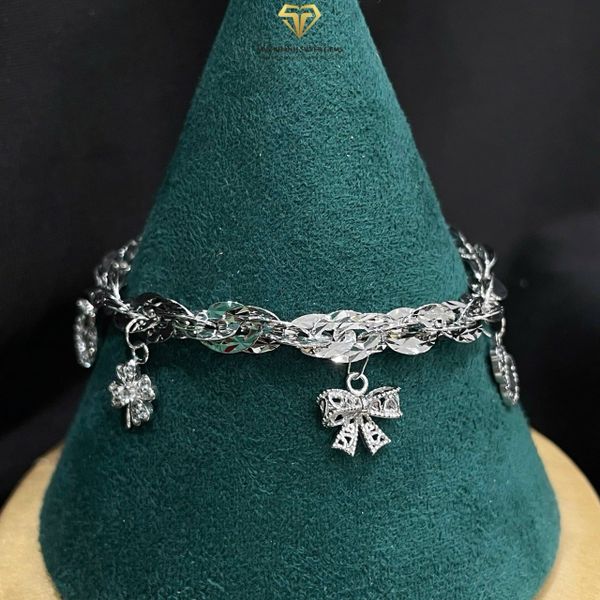 Lắc Tay Nữ S925 Xoắn Form Oval Charm Cái Nơ & Hồ Lô.. Sang Trọng Lâm T ...