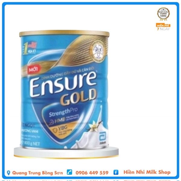 Sữa Bột Ensure Gold YBG hương vani ít ngọt 800G(K) – hiennhishop