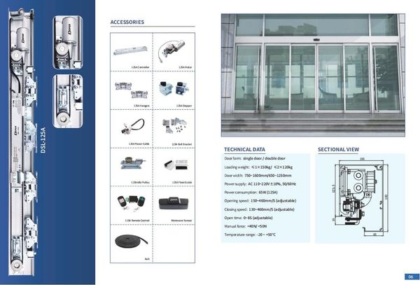 Cửa trượt tự động Deper DSL-125A - Tải trọng 150kg/cánh, Vận hành êm ...
