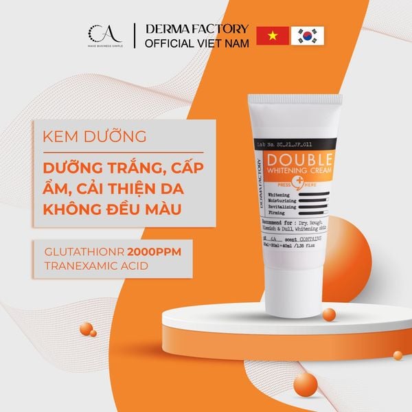 Derma Factory Double Whitening Cream - Kem dưỡng sáng và đều màu da