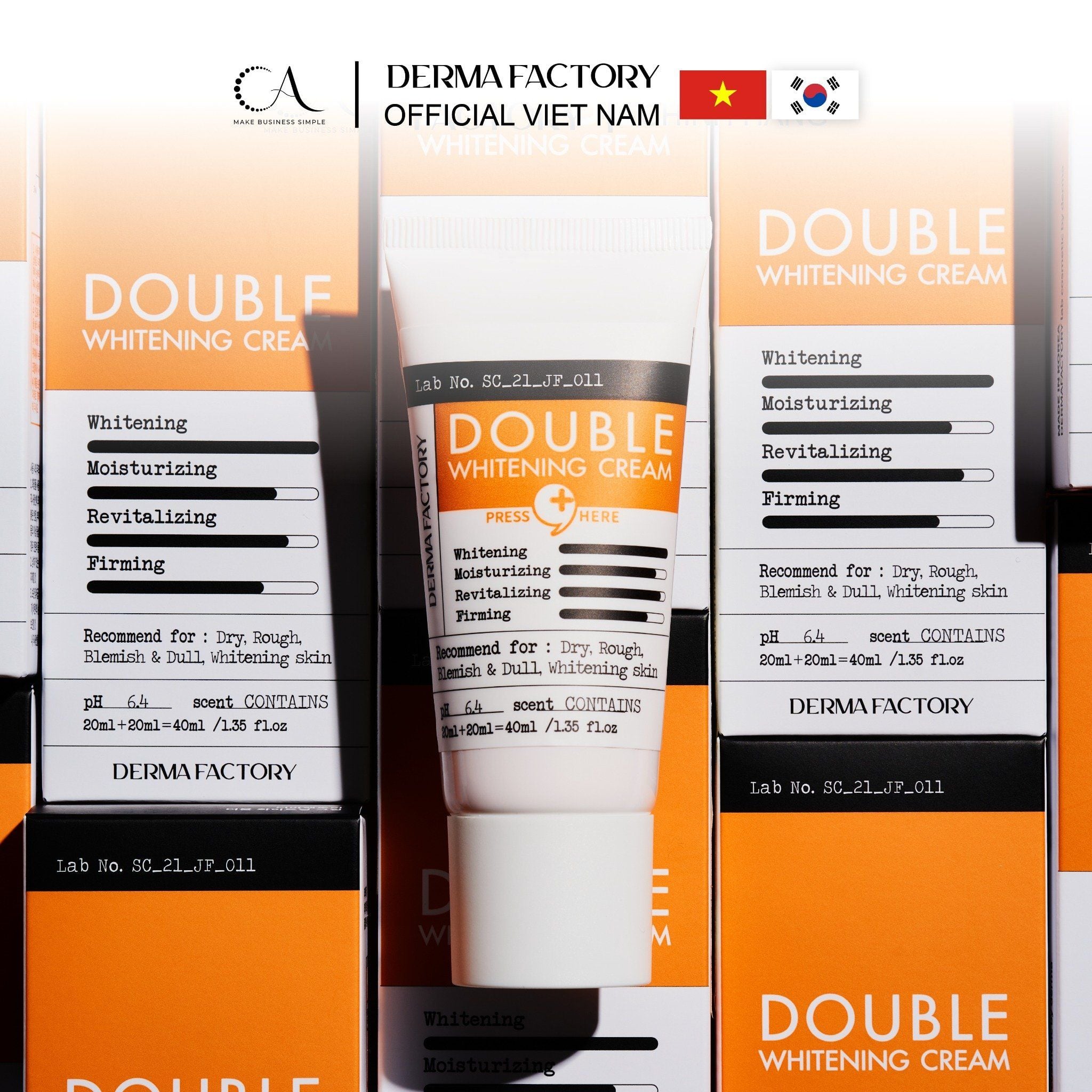 Derma Factory Double Whitening Cream - Kem dưỡng sáng và đều màu da
