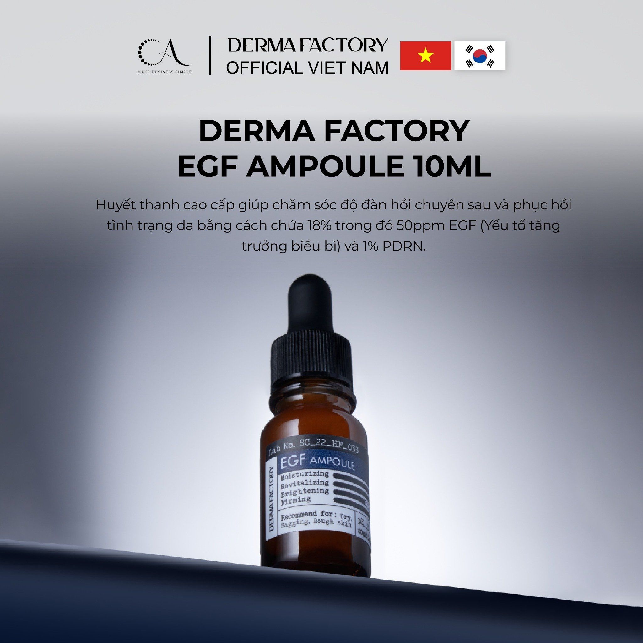 Derma Factory EGF Ampoule 10ml - Tinh chất EGF tái tạo và phục hồi làn
