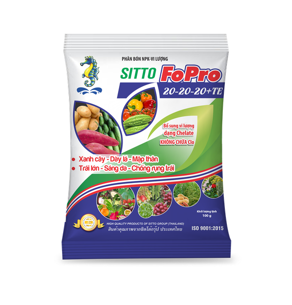 Phân bón lá Sitto FOPRO 20-20-20+TE (Gói 100g) – Sitto Việt Nam