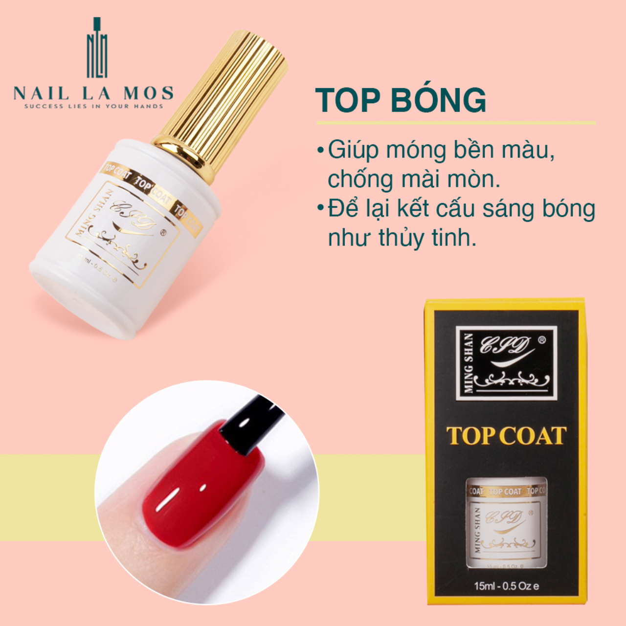 Base Top Cứng Móng CSD Bóng Lì 15ml – NAIL LA MOS