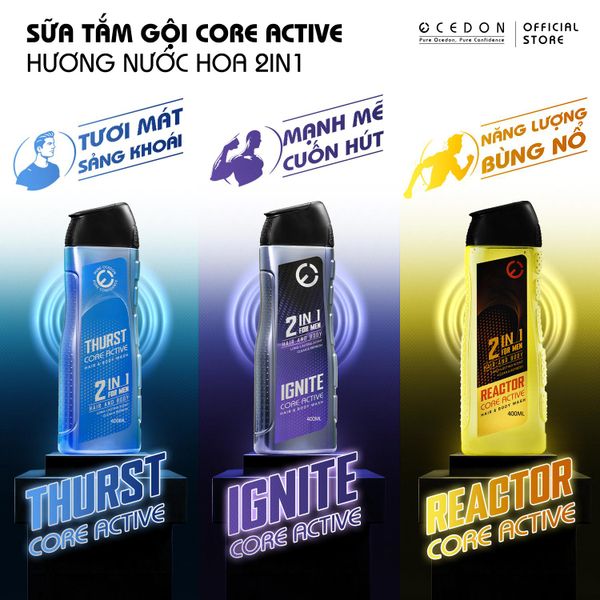 Sữa tắm gội cho nam giới yêu vân động Ocedon - Core Active