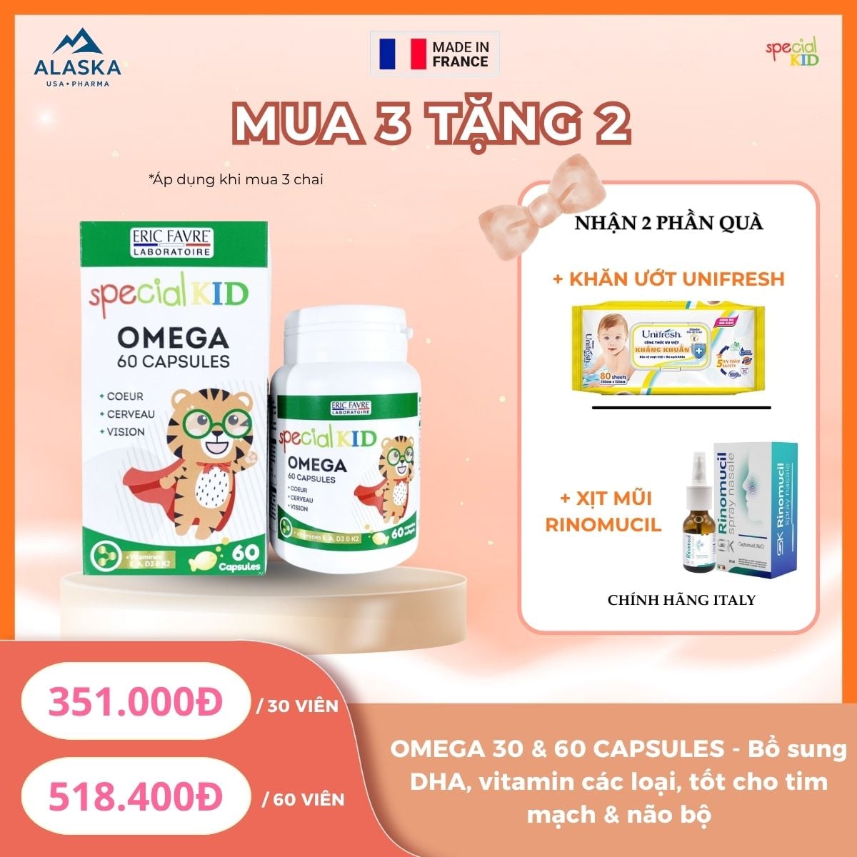 OMEGA SPECIAL KID 30 & 60 VIÊN NANG (OMEGA 3, D3, K2) - HỖ TRỢ PHÁT TR ...