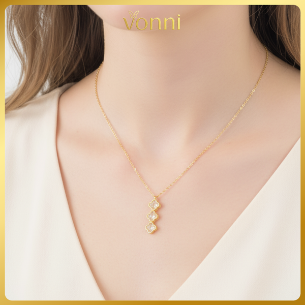 Dây Chuyền Thời Trang Mạ Cao Cấp Dãy Hoa 4 Cánh – vonni