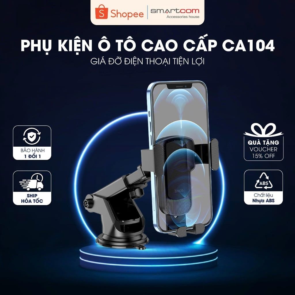 Giá đỡ điện thoại chống rung ô tô CA103 Hoco - xoay 360 độ, giác hút c ...