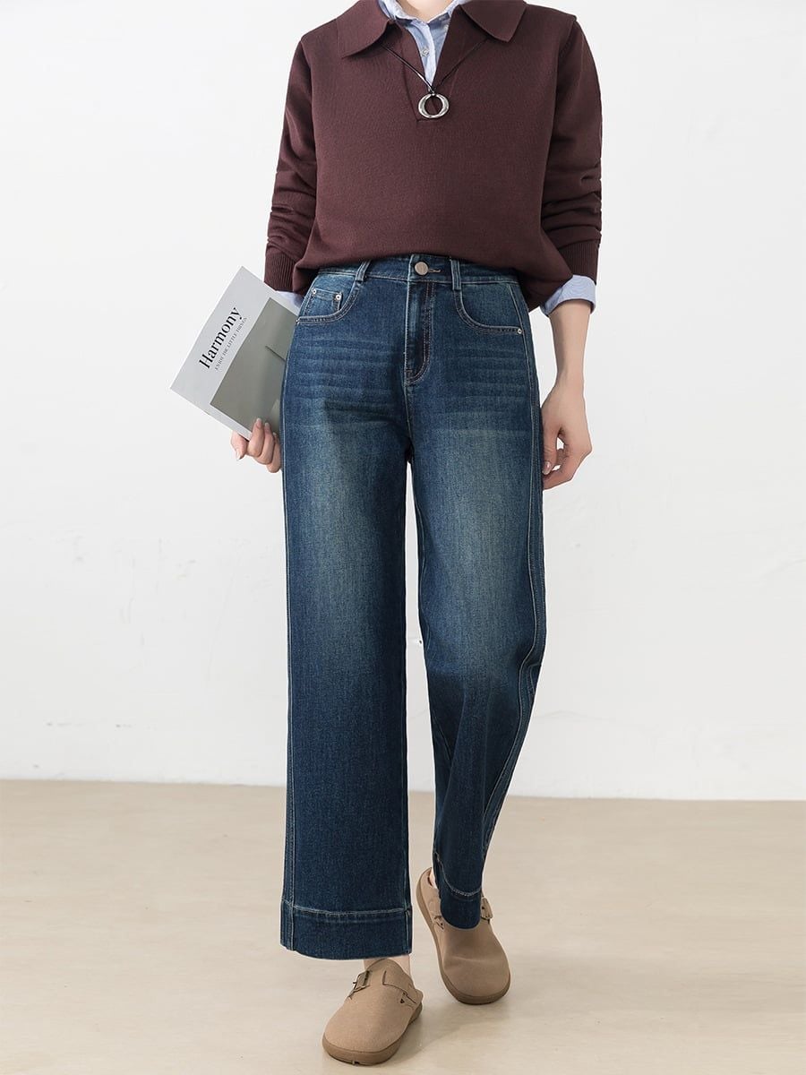 Q381-Quần Jeans Ống Đứng Sườn Kiểu Co Dãn Tôn Dáng 9 Tấc – Kisuhi