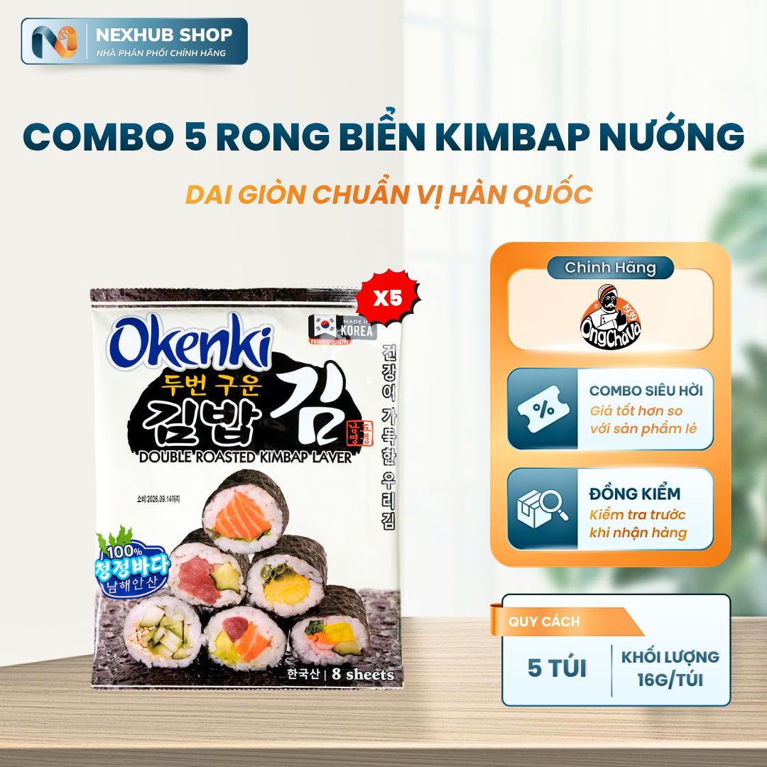 Rong Biển Nướng Cuộn Cơm Okenki 16GR - Dai Giòn Dễ Dùng Làm Kimpap, Ch ...