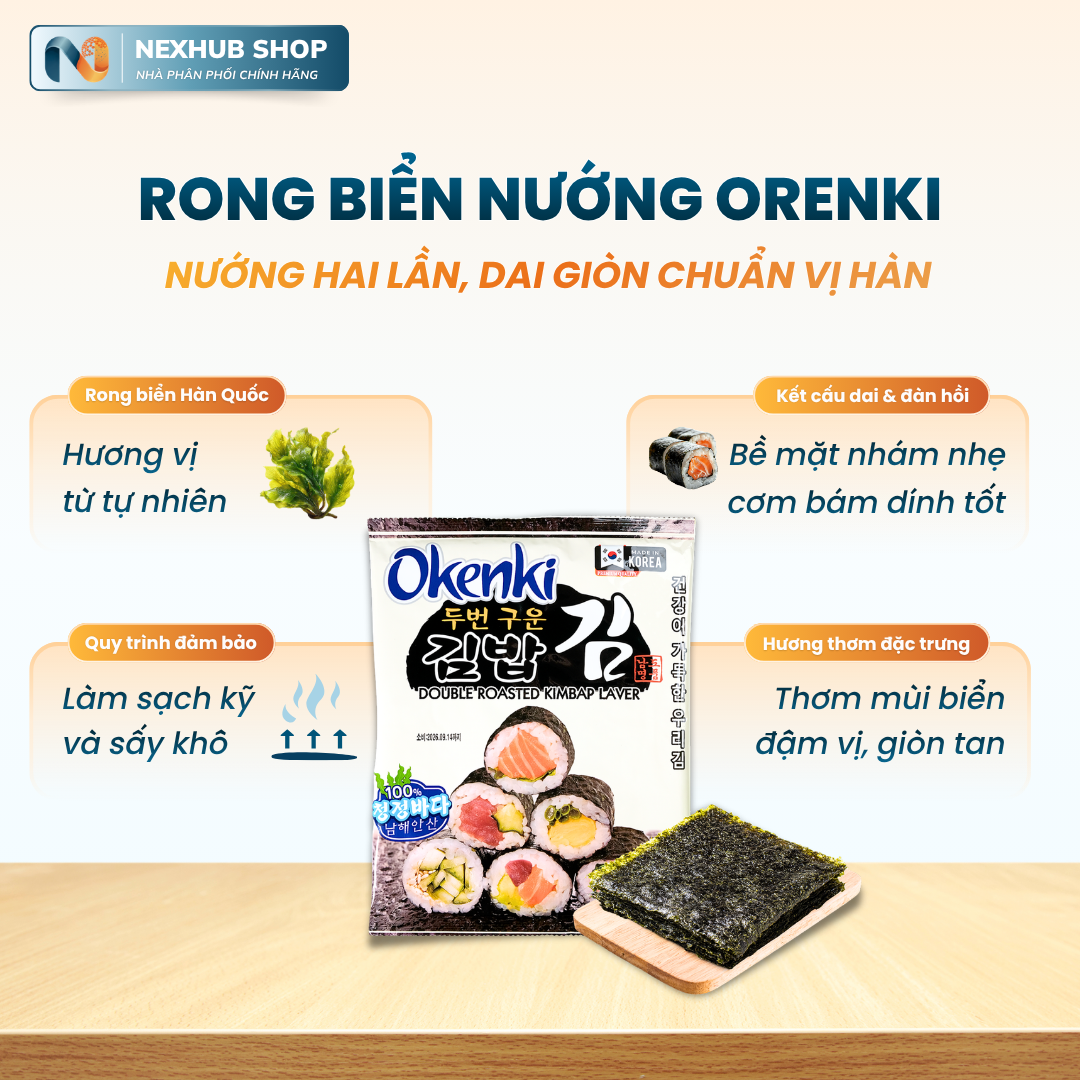 Rong Biển Nướng Cuộn Cơm Okenki 16GR - Dai Giòn Dễ Dùng Làm Kimpap, Ch ...
